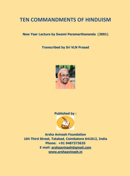 Ten Commandments of Hinduism by Swami Paramarthananda - Arsha Avinash ...